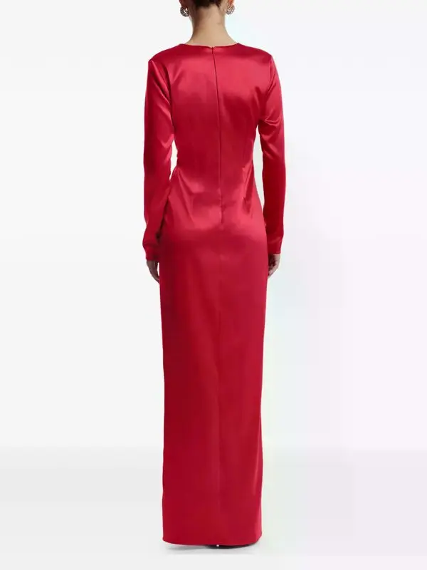 FRAMBOISE Knot V-neck Maxi Dress - Red