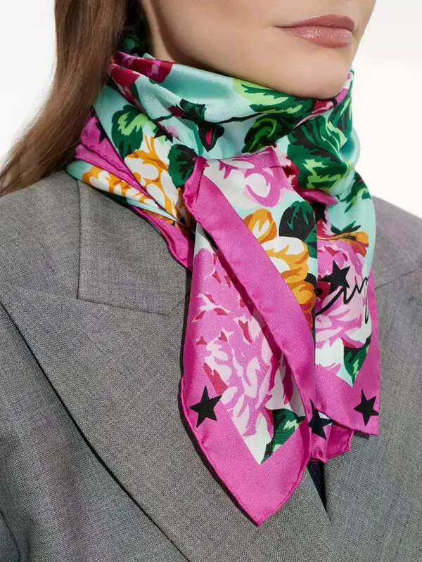 Kenzo Floral-print Scarf - Blue