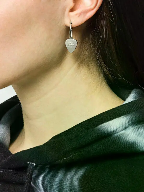 TRUE ROCKS Plectrum Hoop Earrings - Silver