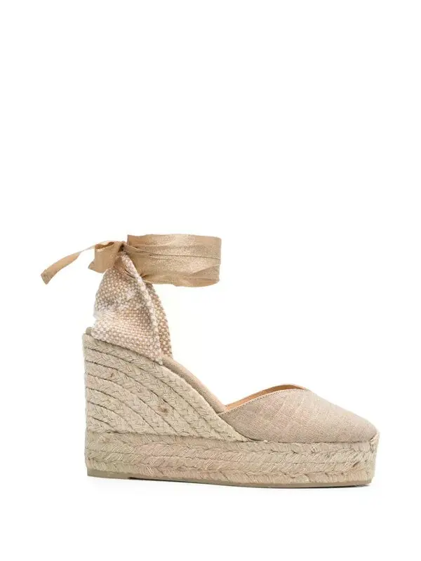 CastaÑer Chiara Ribbon Wraparound Espadrilles - Gold