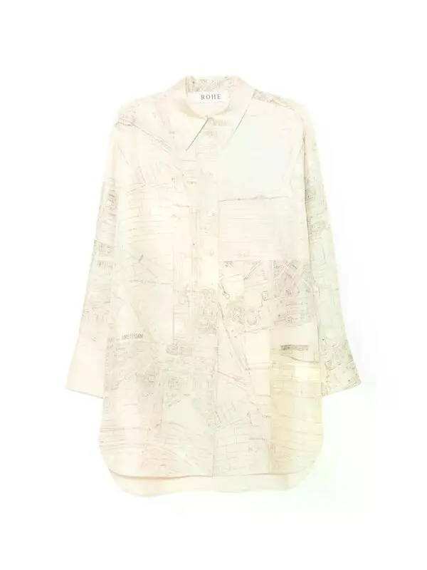 RÓHE Map Print Shirt - Neutrals