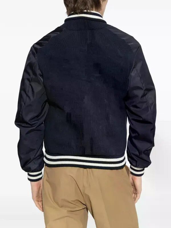 Moncler Knitted Bomber Jacket With Striped Trim