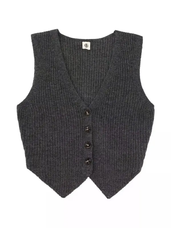 THE GARMENT Ribbed Knit V-neck Waistcoat - Grey