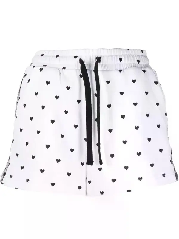 Red Valentino Heart Print Cotton Shorts