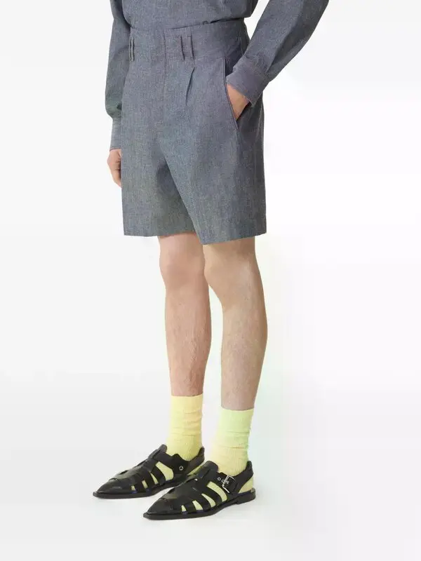 LANVIN Pleated Cotton Shorts