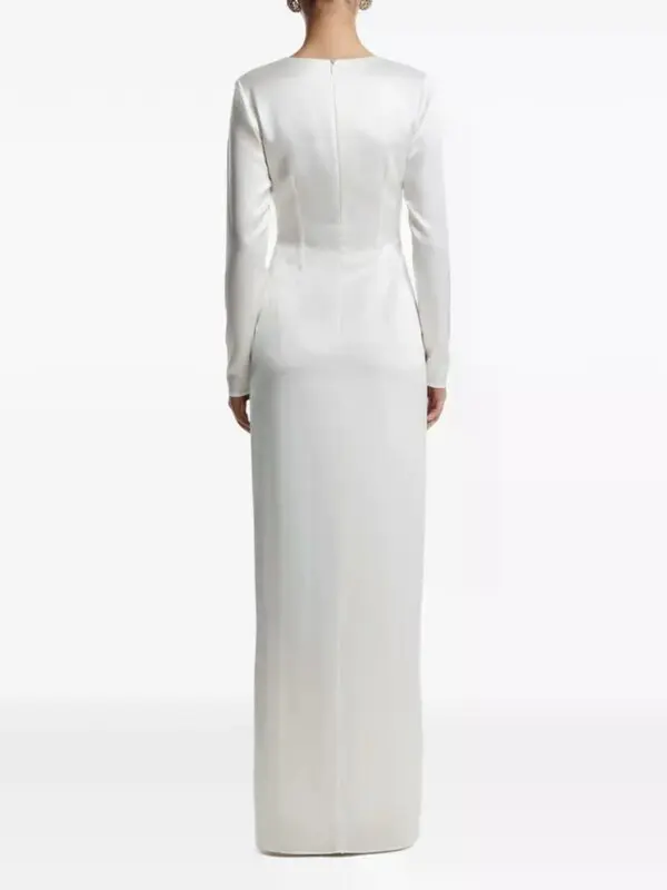 FRAMBOISE Twisted V-neck Maxi Dress - White