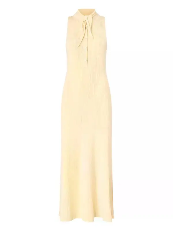 Pinko Ribbed Neck-tie Midi Dress