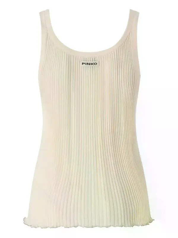 Pinko Ribbed Knit Tank Top With Ruffle Detail