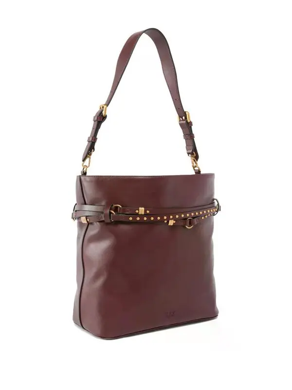 Pinko Studded Leather Bucket Bag - Red