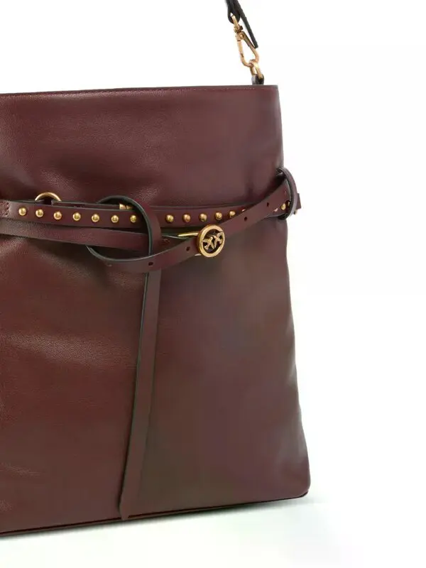 Pinko Studded Leather Bucket Bag - Red