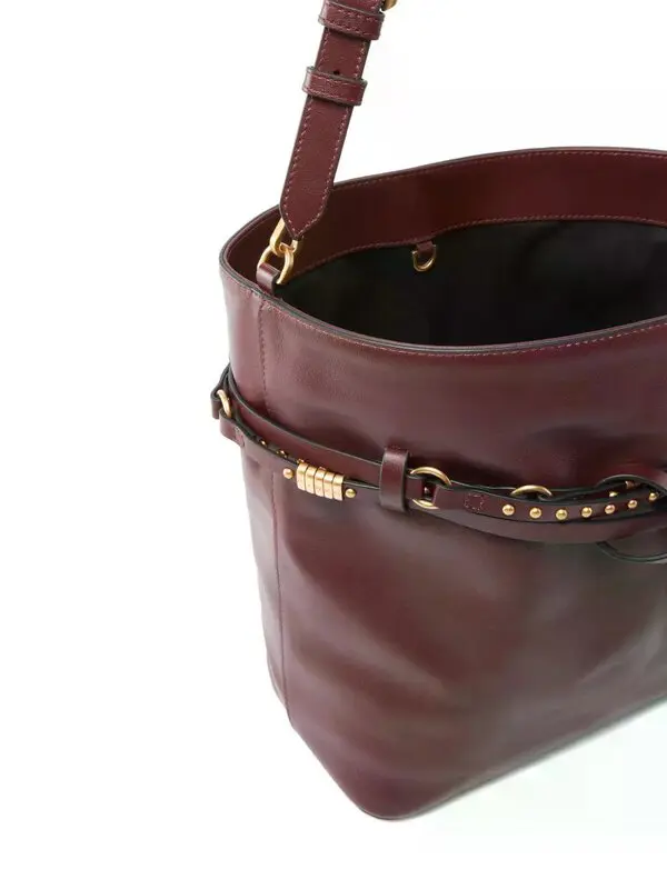 Pinko Studded Leather Bucket Bag - Red