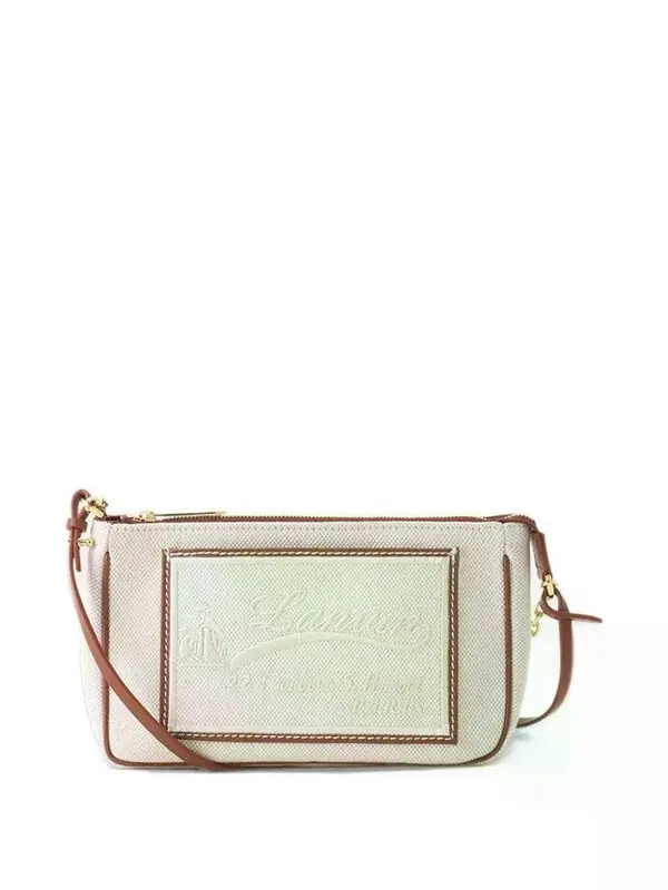 LANVIN Embroidered Logo Crossbody Bag - Neutrals