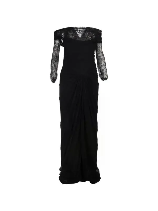 RHEA COSTA Ines Lace-detail Maxi Dress - Black