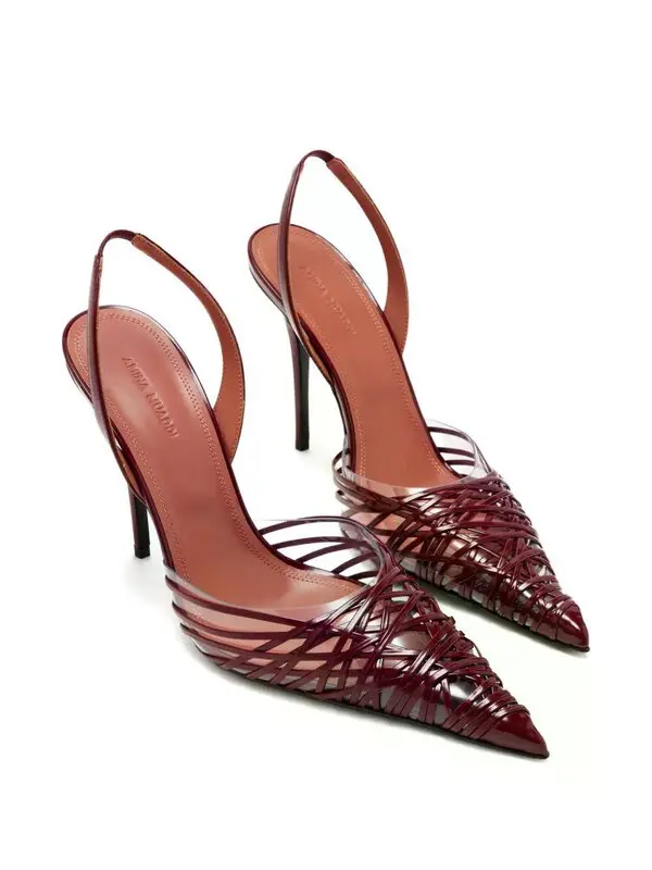 Amina Muaddi Lori Woven Slingback Pumps - Red