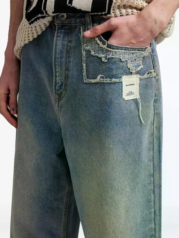 FIVE CM Distressed Wide-leg Denim Jeans