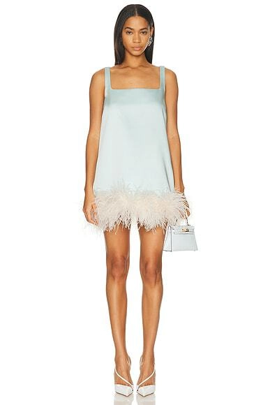 Retrofete Ragna Feather-trimmed Mini Dress - Seychelles