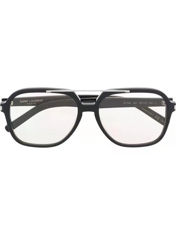 Saint Laurent Acetate Pilot Frame Sunglasses - Black