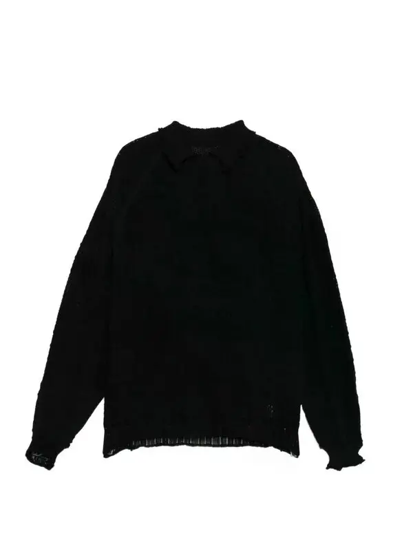 JNBY Cotton Sweater With Polo Collar - Black