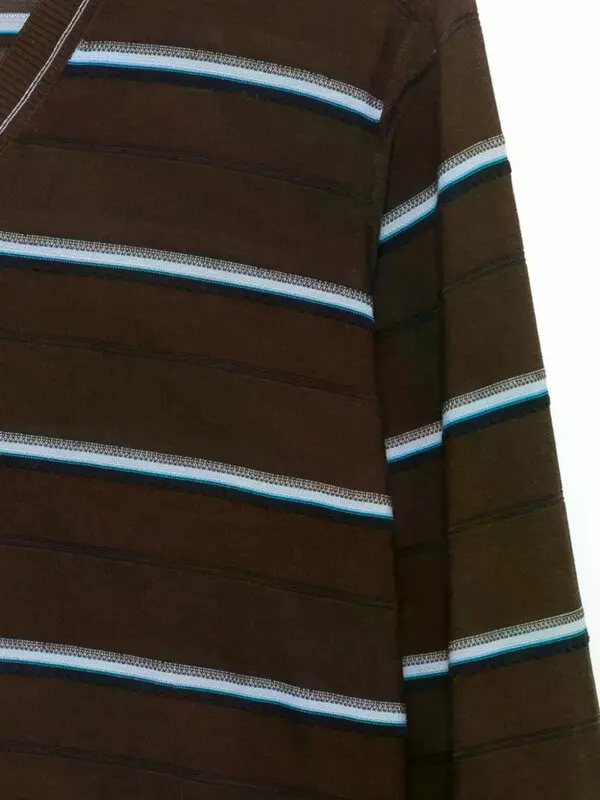 JNBY Striped V-neck Long Sleeve Jumper - Brown