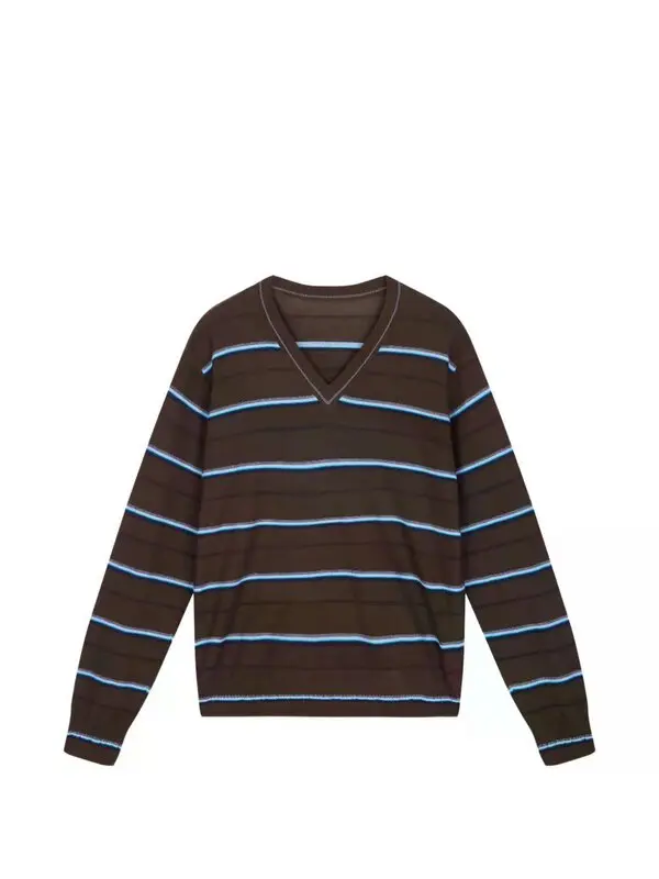 JNBY Striped V-neck Long Sleeve Jumper - Brown
