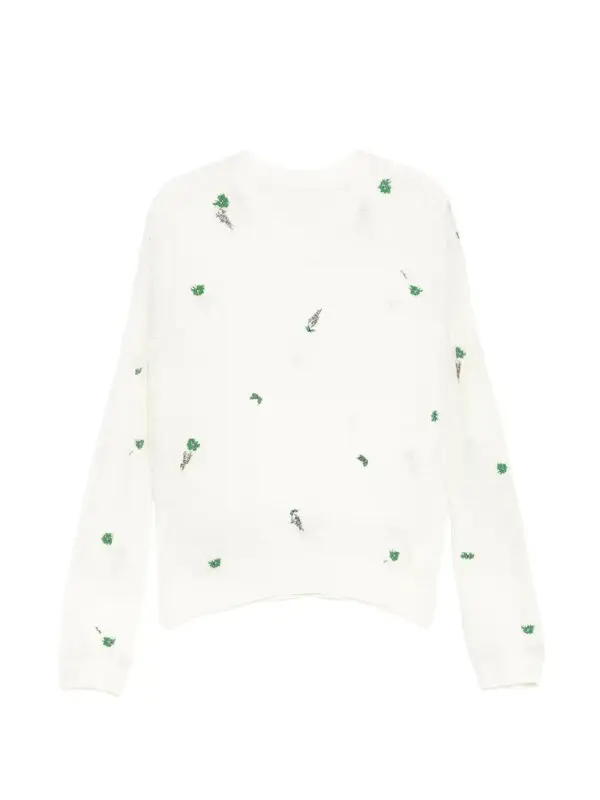 JNBY Long Sleeve V-neck Top With Floral Motif