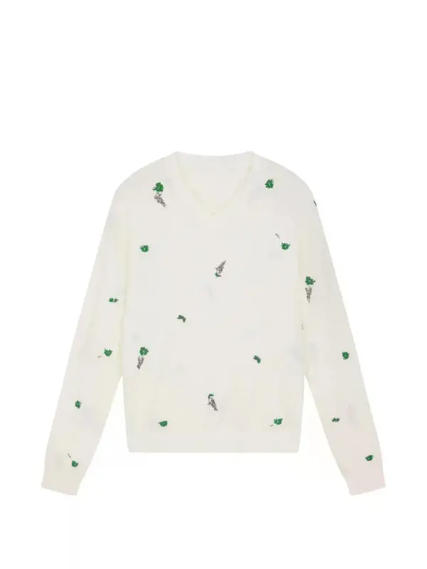 JNBY Long Sleeve V-neck Top With Floral Motif