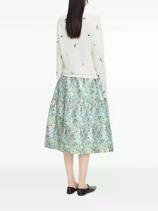 JNBY Long Sleeve V-neck Top With Floral Motif