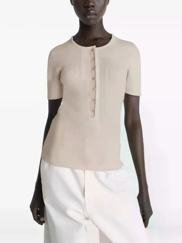 LEMAIRE Cotton-linen Rib Henley - Neutrals