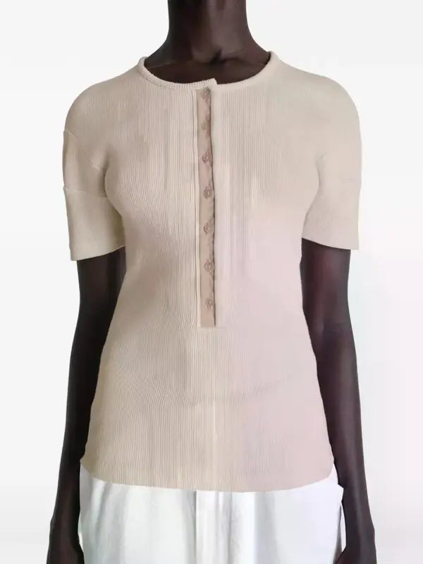 LEMAIRE Cotton-linen Rib Henley - Neutrals