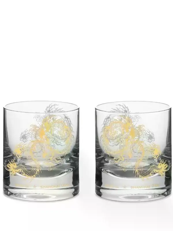 Shanghai Tang Dragon Two-piece Whiskey Glass Set - Gold