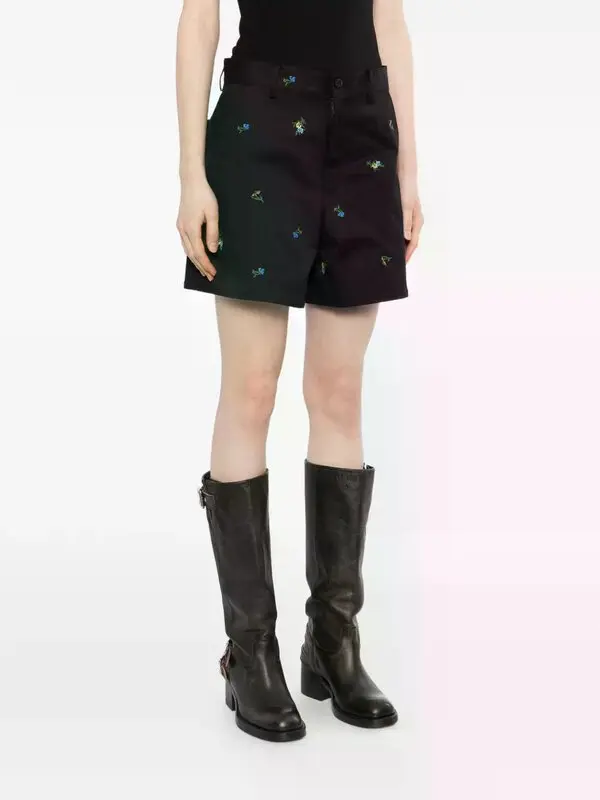 JNBY Embroidered Relaxed Fit Shorts With Rolled Hem