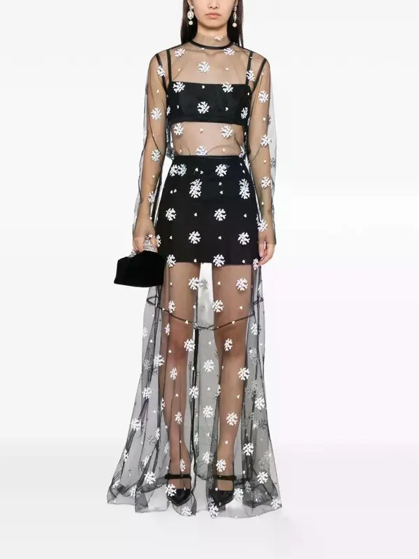 MACGRAW Dorothea Floral Embroidered Sheer Top