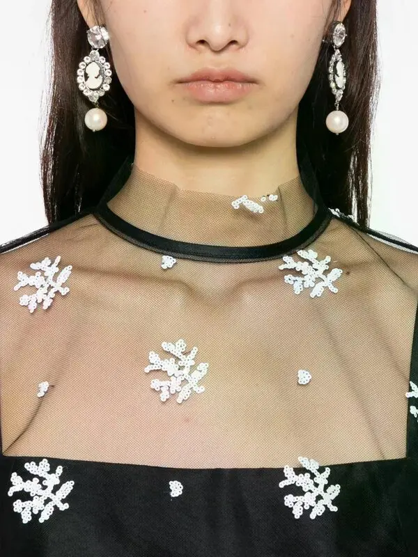 MACGRAW Dorothea Floral Embroidered Sheer Top