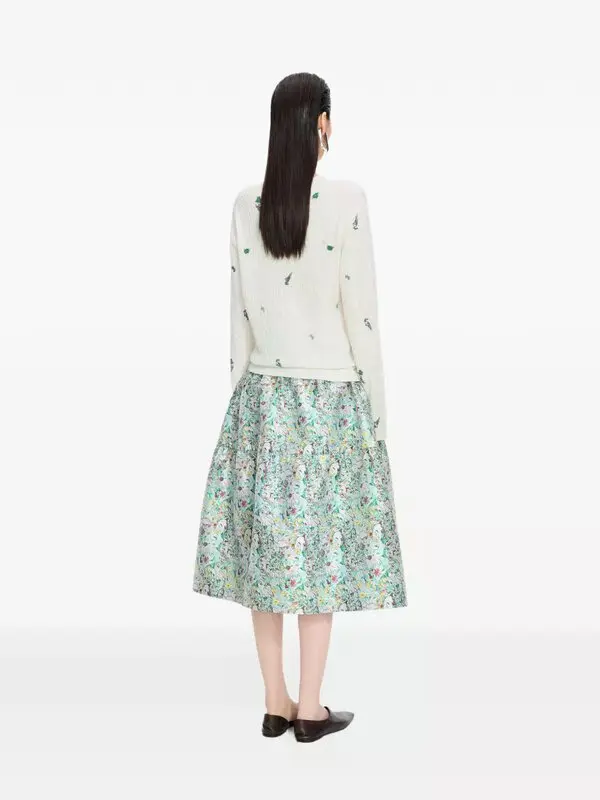 JNBY Floral Embroidered Midi Skirt - Blue