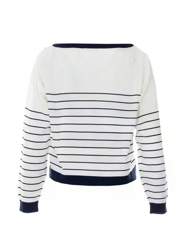 Liu Jo Striped Boat Neck Long Sleeve Sweater - White