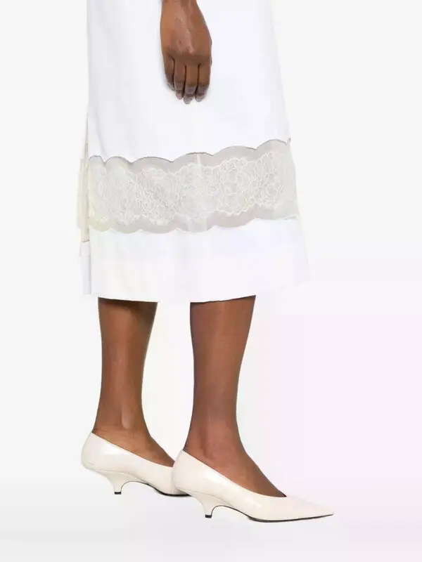 Carven V-neck Lace Detail Midi Dress