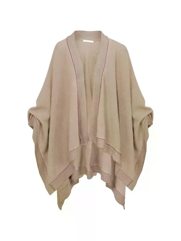 PIP STUDIO Striped Open-front Knitted Cape - Neutrals