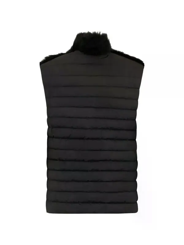 MOORER Sleeveless Padded Fur Trim Dress - Black