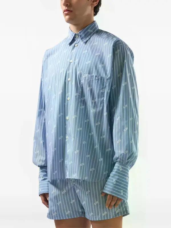 Gcds Pinstripe Logo-pattern Shirt