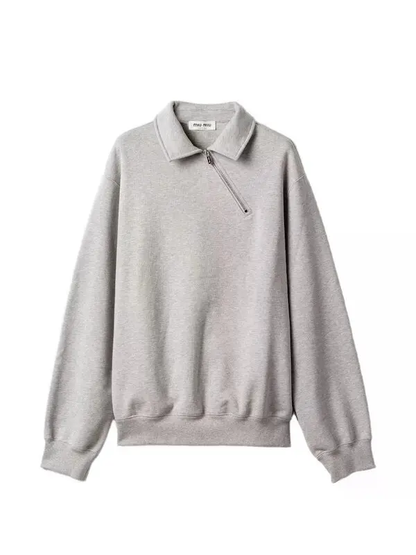 Miu Miu Oblique Zip Logo Sweatshirt