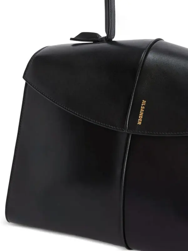 JIL SANDER Medium Linea Leather Tote Bag - Black