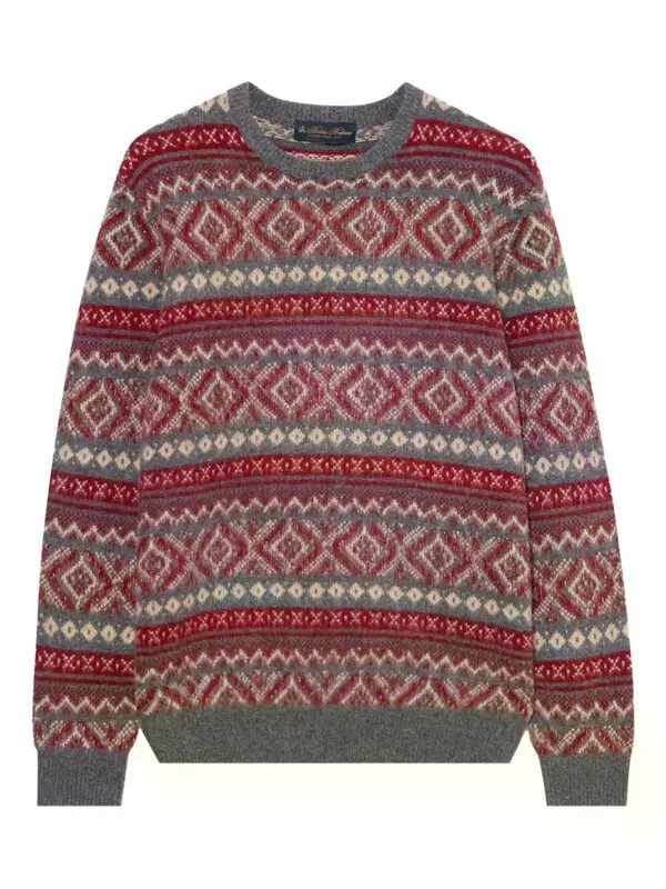 Brooks Brothers Fair Isle Knit Crew Neck Sweater - Red