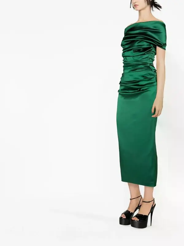 Talbot Runhof Draped Off-shoulder Dress