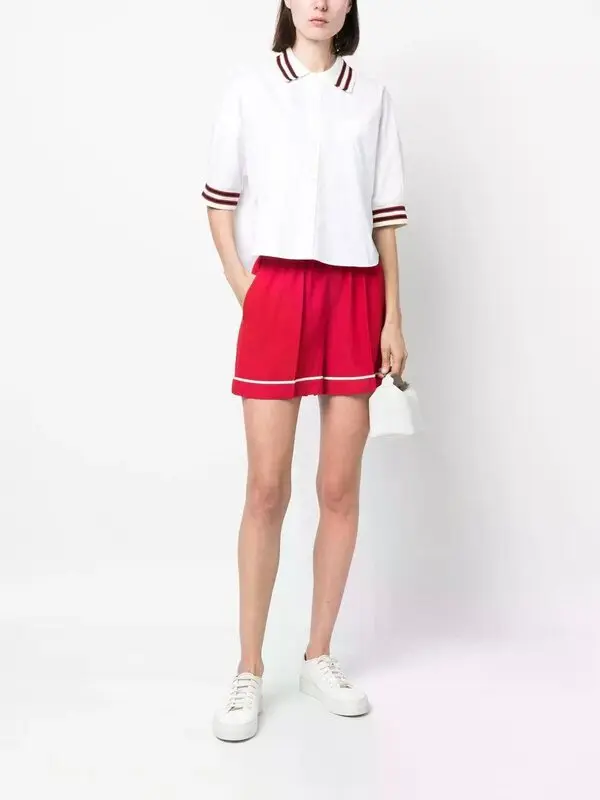 Red Valentino Contrast-trim Crepe Shorts - Red