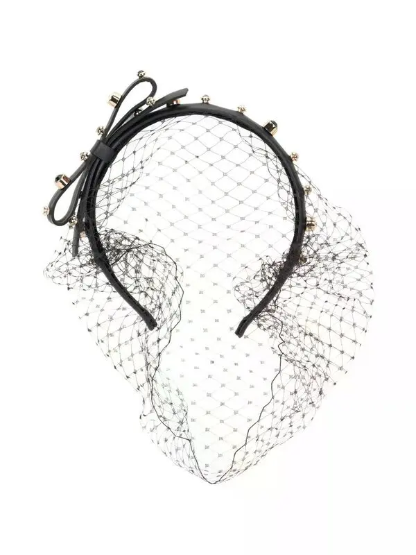 Red Valentino Embellished Headband With Bow Detail - Black