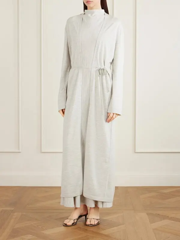 Khaite Alek Belted Merino Wool Cardigan - Gray