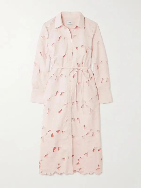Erdem Cutout Embroidered Poplin Midi Shirt Dress - Pink