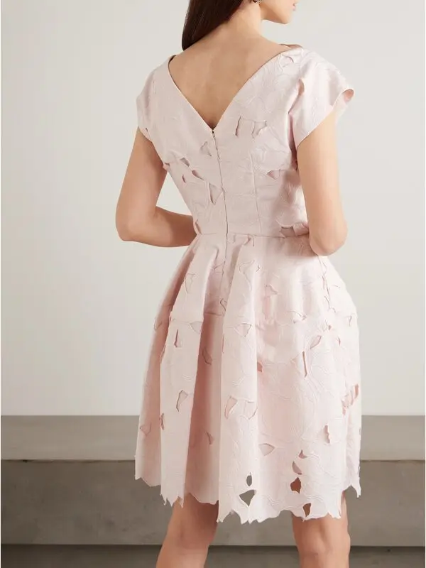 Erdem Embroidered Cutout Poplin Mini Dress