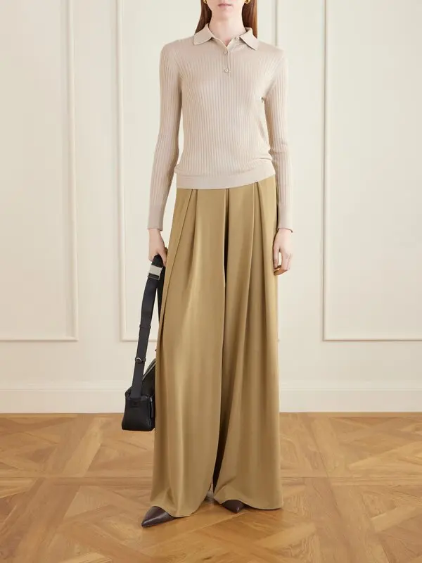 Max Mara Ribbed Cashmere And Silk-blend Polo Sweater