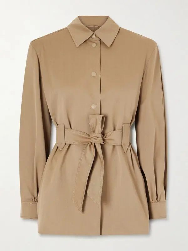 Max Mara Belted Wool-twill Jacket - Brown